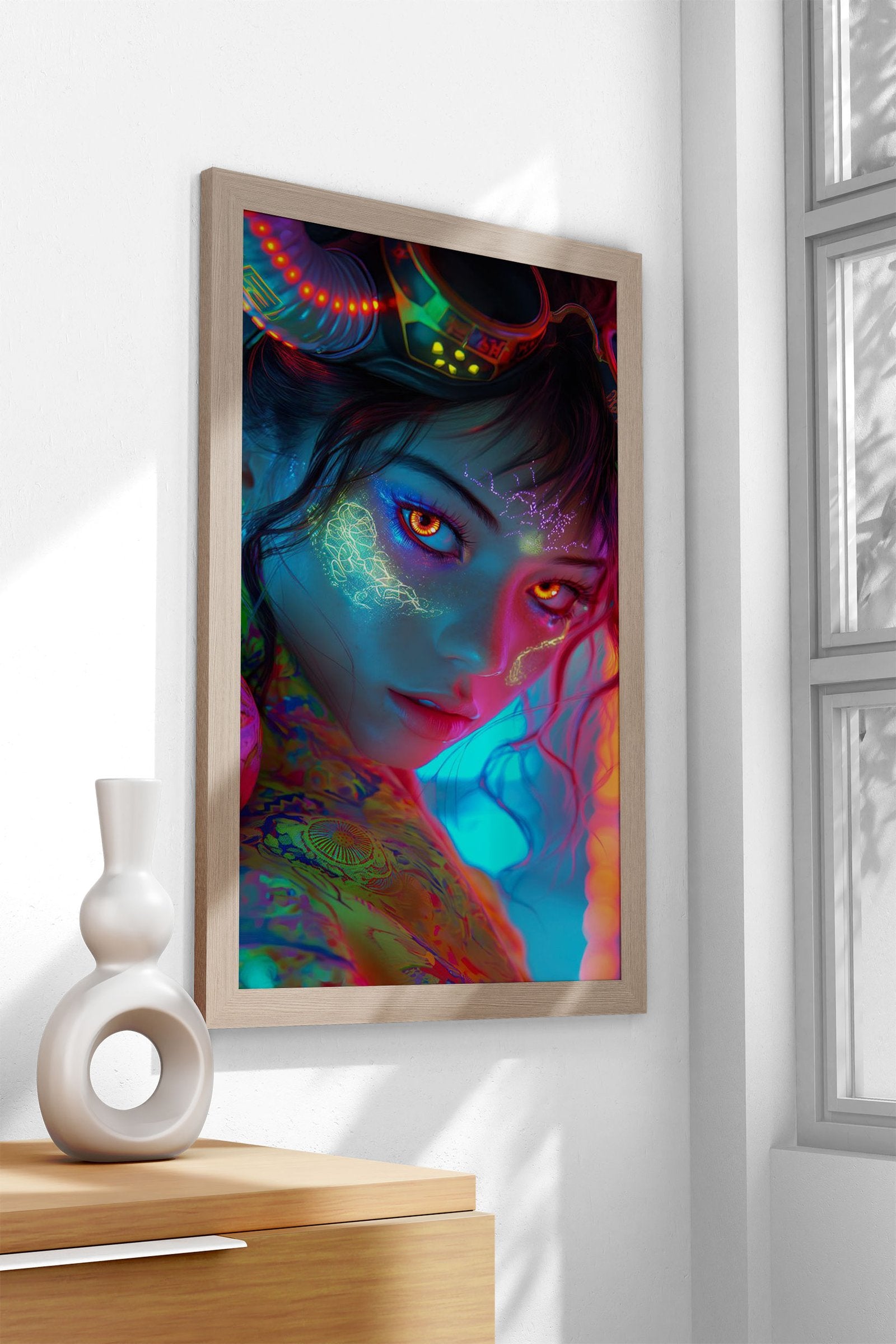 Cyberpunk Demon Girl Poster | Asian Style Wall Art - Multiple Sizes ...