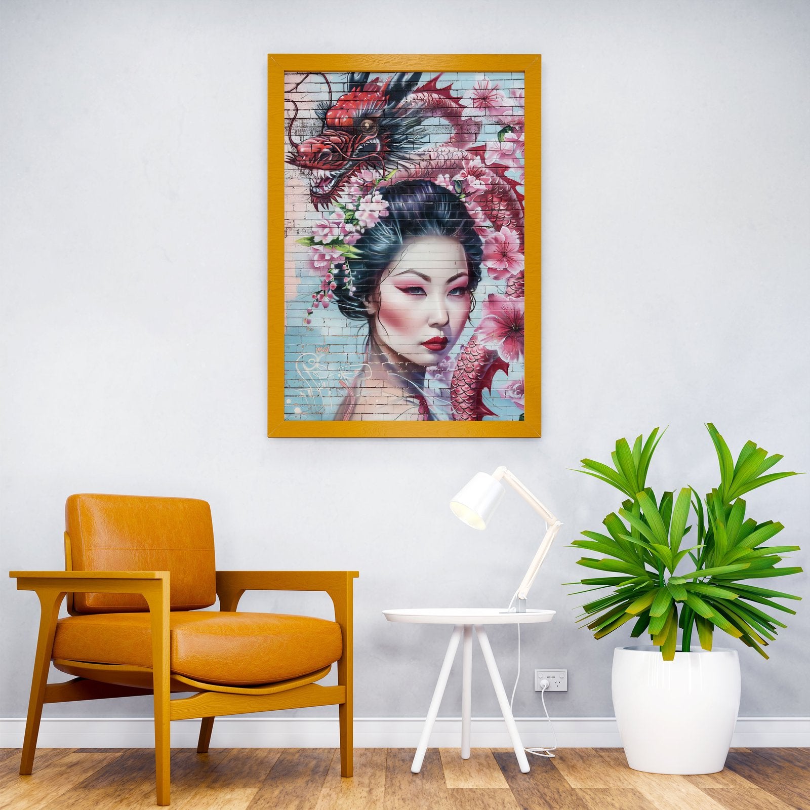 Geisha dragon wall Poster | Asian Style Wall Art - Multiple Sizes ...