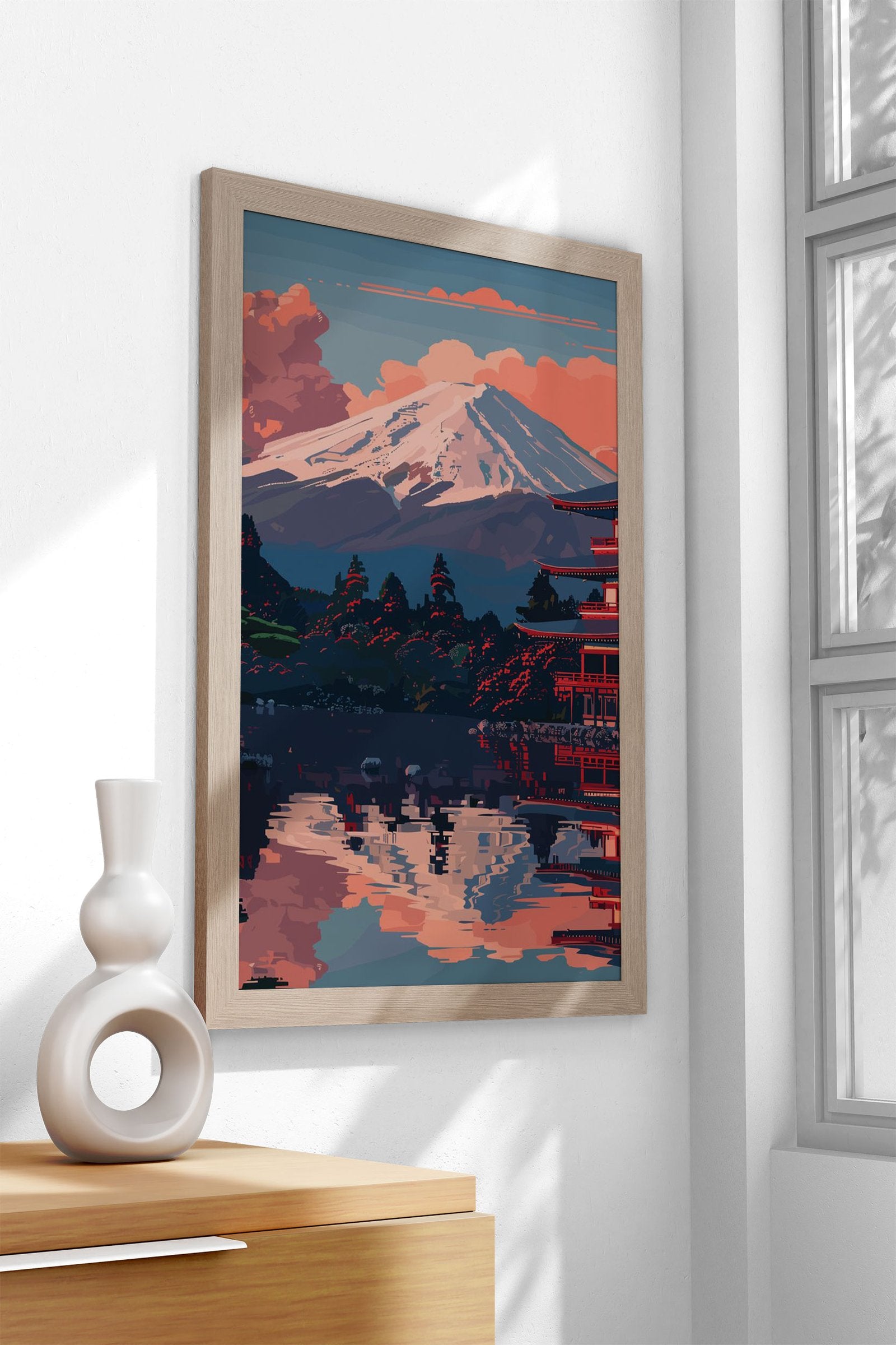 Japan Fuji Pixel Art | Asian Style Wall Art - Multiple Sizes Available ...