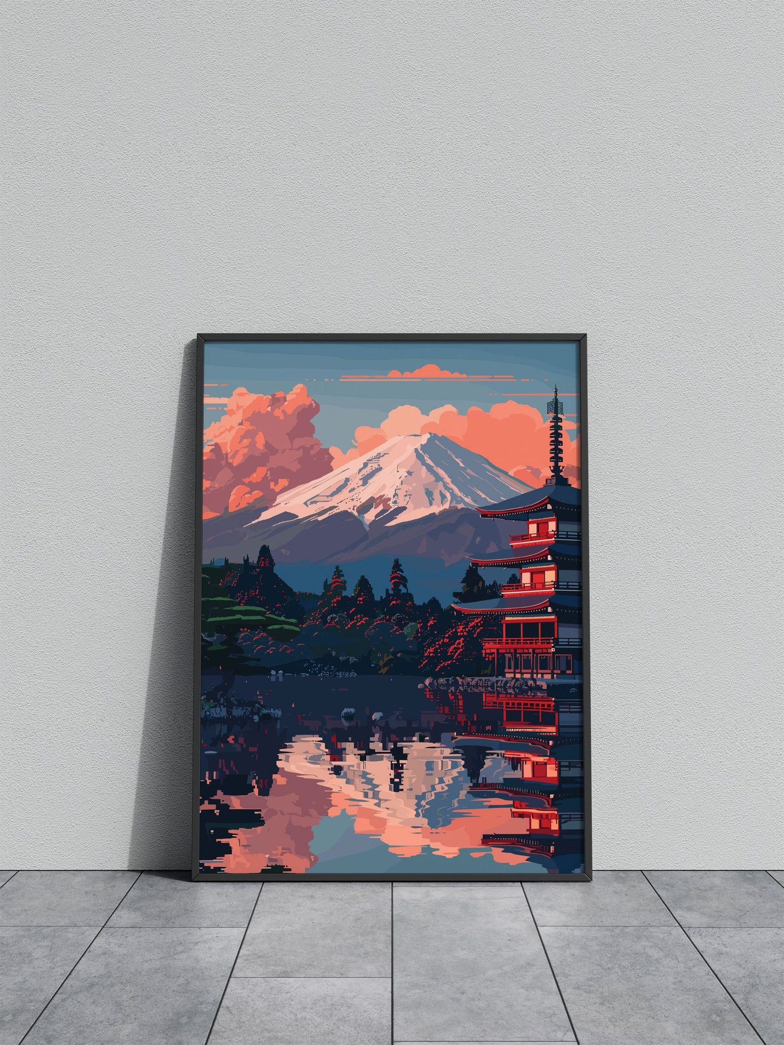Japan Fuji Pixel Art | Asian Style Wall Art - Multiple Sizes Available ...
