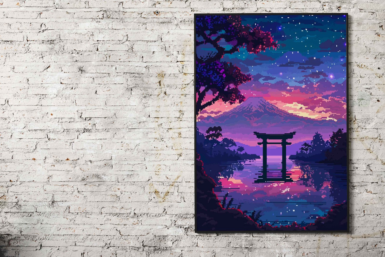 Japan Mt Fuji Pixel Art | Asian Style Wall Art - Multiple Sizes ...