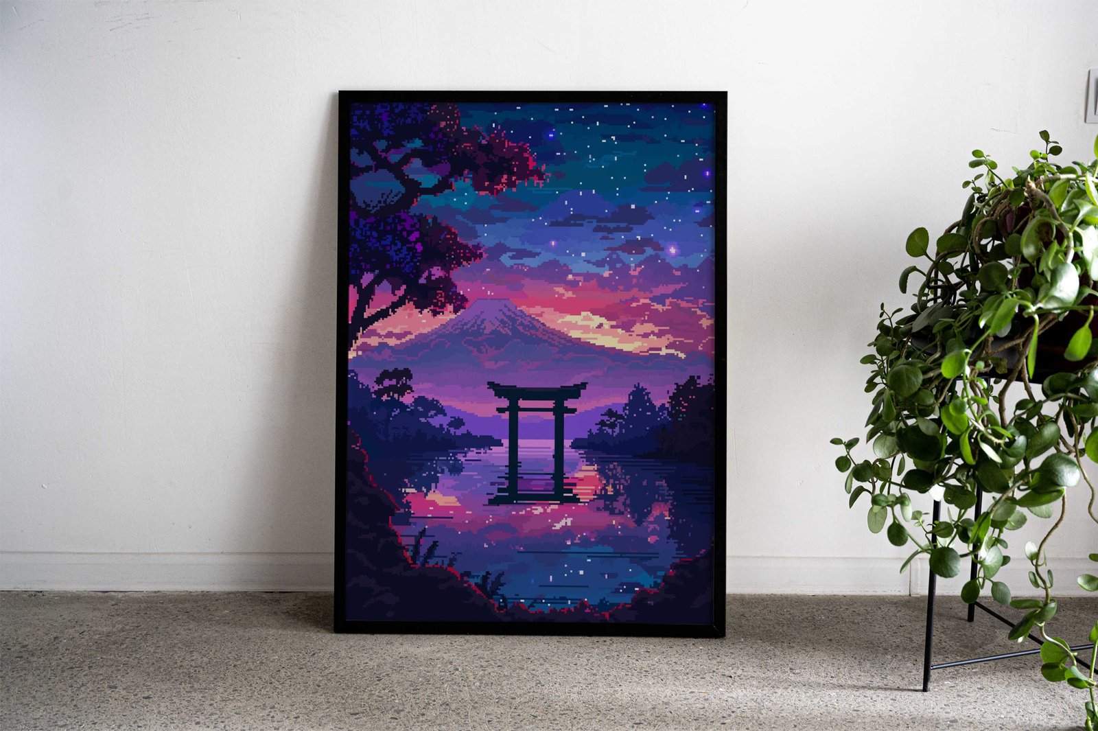 Japan Mt Fuji Pixel Art | Asian Style Wall Art - Multiple Sizes ...